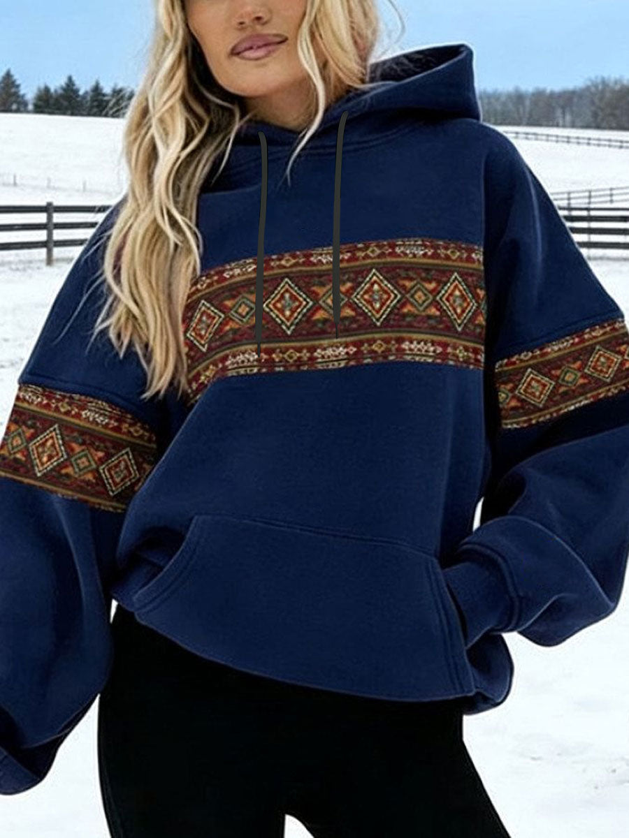 Women's Vintage Western Aztec Pattern Pocket Hoodie – montanaranchapparel