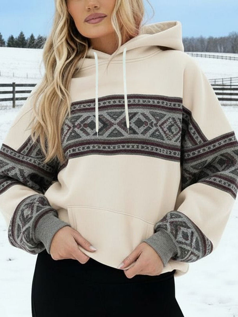 Women's Vintage Western Aztec Pattern Pocket Hoodie – montanaranchapparel