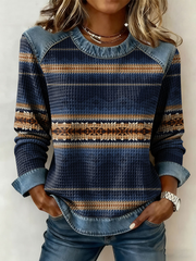 Women's Western Pattern Print Denim Patchwork Top – montanaranchapparel