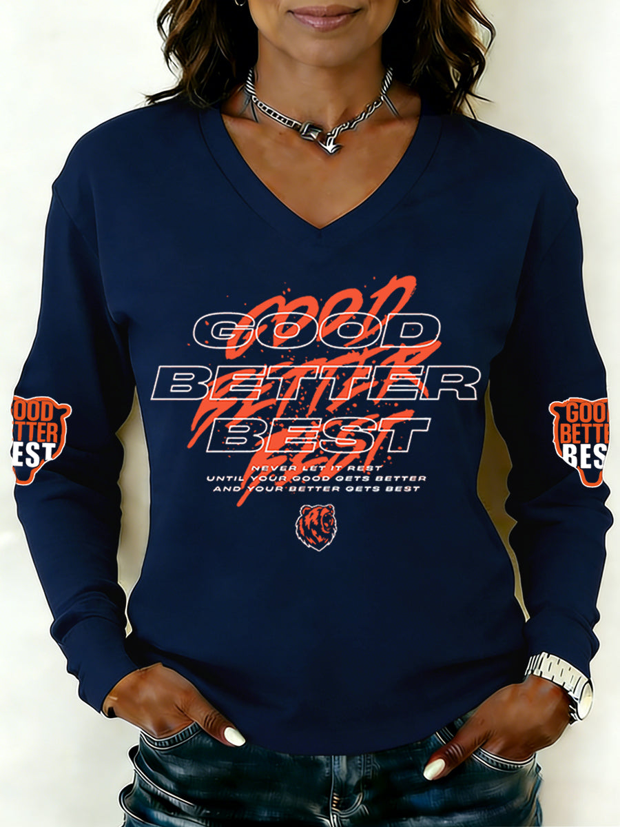 Women's Good Better Best Print Football Fans Gameday Casual Long-Sleev ...